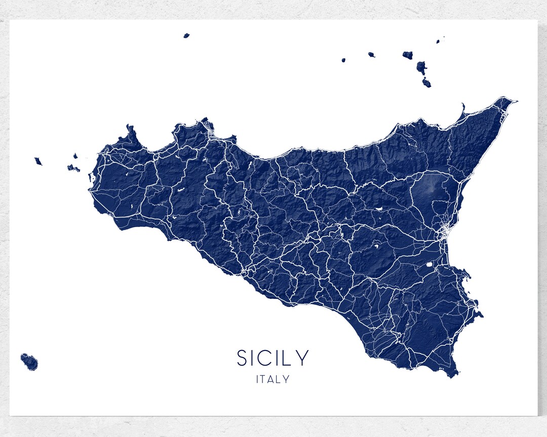 Map of sicily and italy