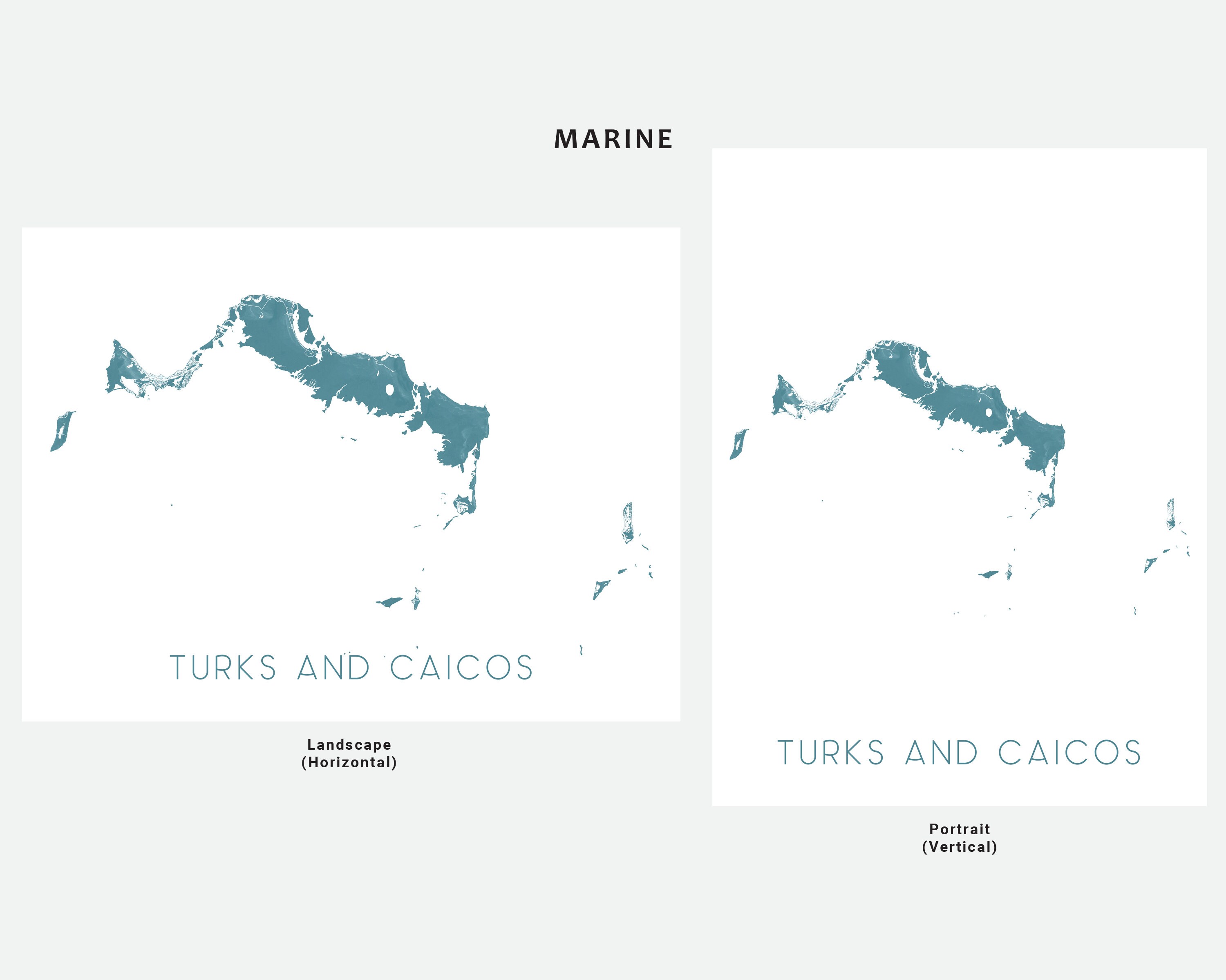 Turks and Caicos Map Poster and Turks and Caicos Print for | Etsy