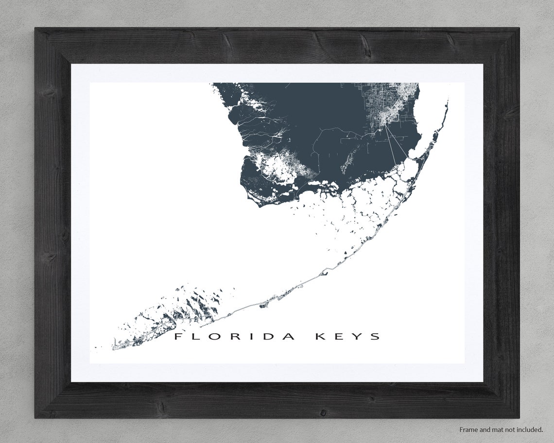 Florida Keys Map Print Key West Map Poster Key Largo - Etsy