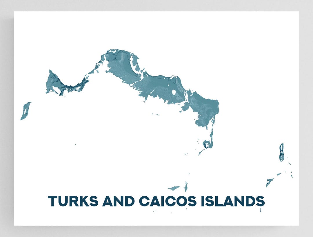 Turks and Caicos Island Map of Turks Caicos Wall Art Print Poster ...