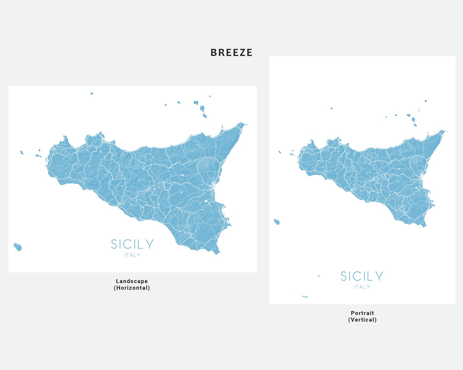 Sicily Italy Topographic Map Print: Landscape Wall Art Poster - Etsy