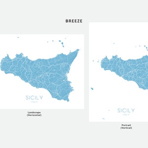 Sicily Map of Sicily Italy Wall Art Print Poster, 3D Topographic ...