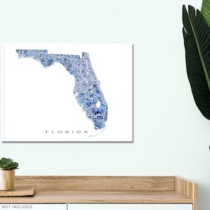 Florida Map Print, Florida State Wall Art, Map of Florida Art, FL Wall ...