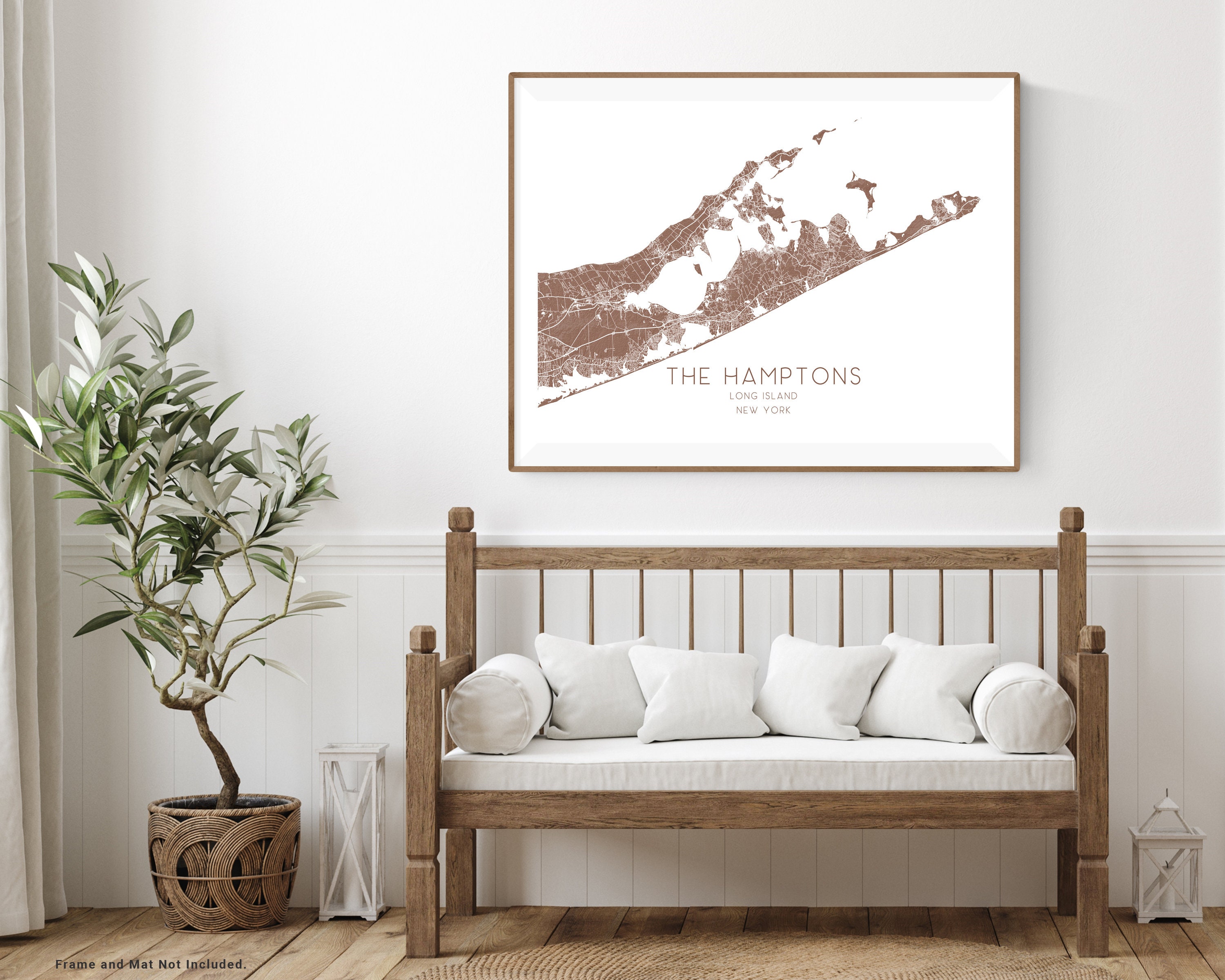 The Hamptons Map of Hamptons Long Island New York Print, Topographic ...