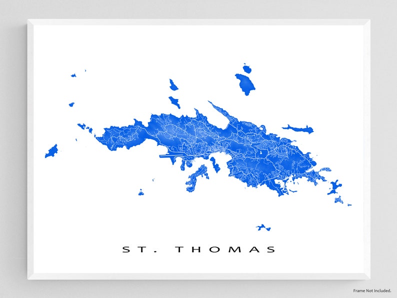 St Thomas Map Print US Virgin Islands Caribbean Island Art - Etsy