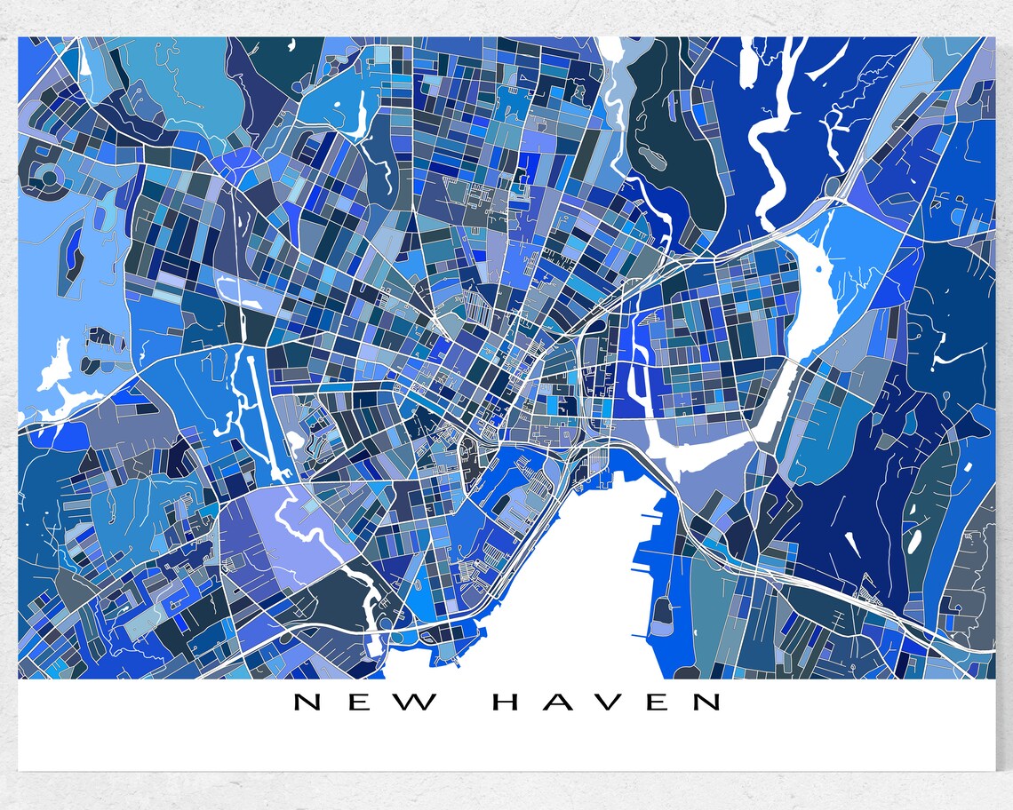 New Haven Map Art Print and New Haven City Map Poster for Blue - Etsy