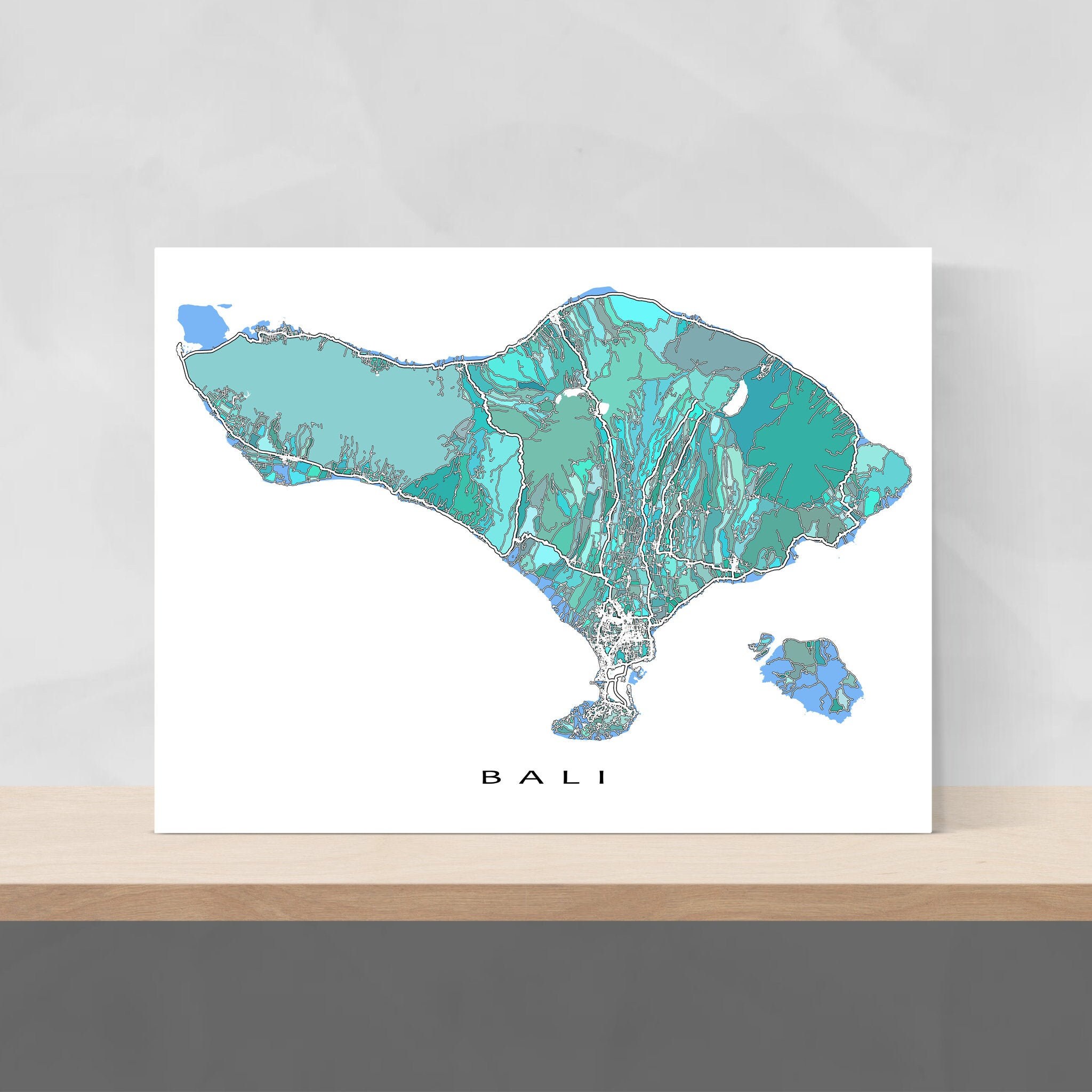 Bali Art Bali Map Print Southeast Asia Indonesia Travel | Etsy