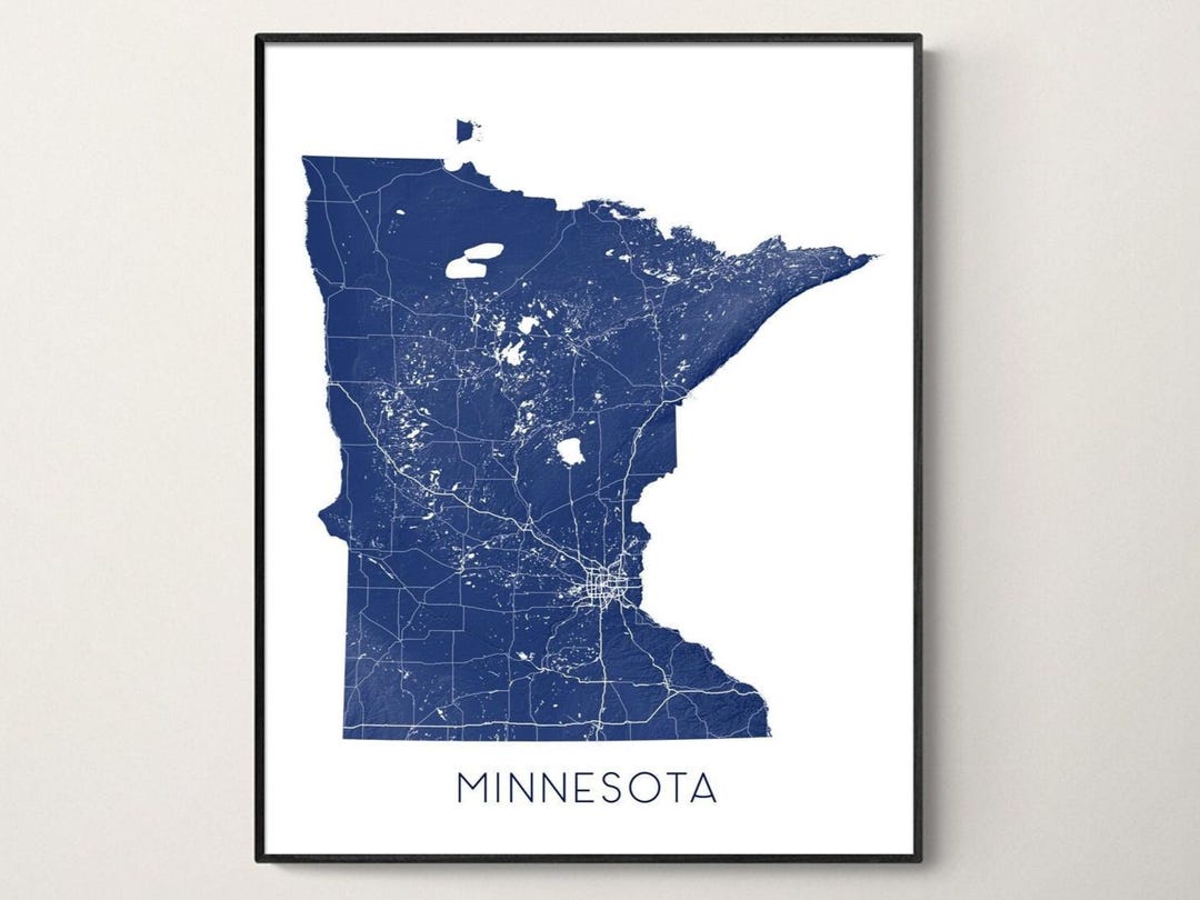 Minnesota State Map of Minnesota Wall Art Print Poster, Topographic ...