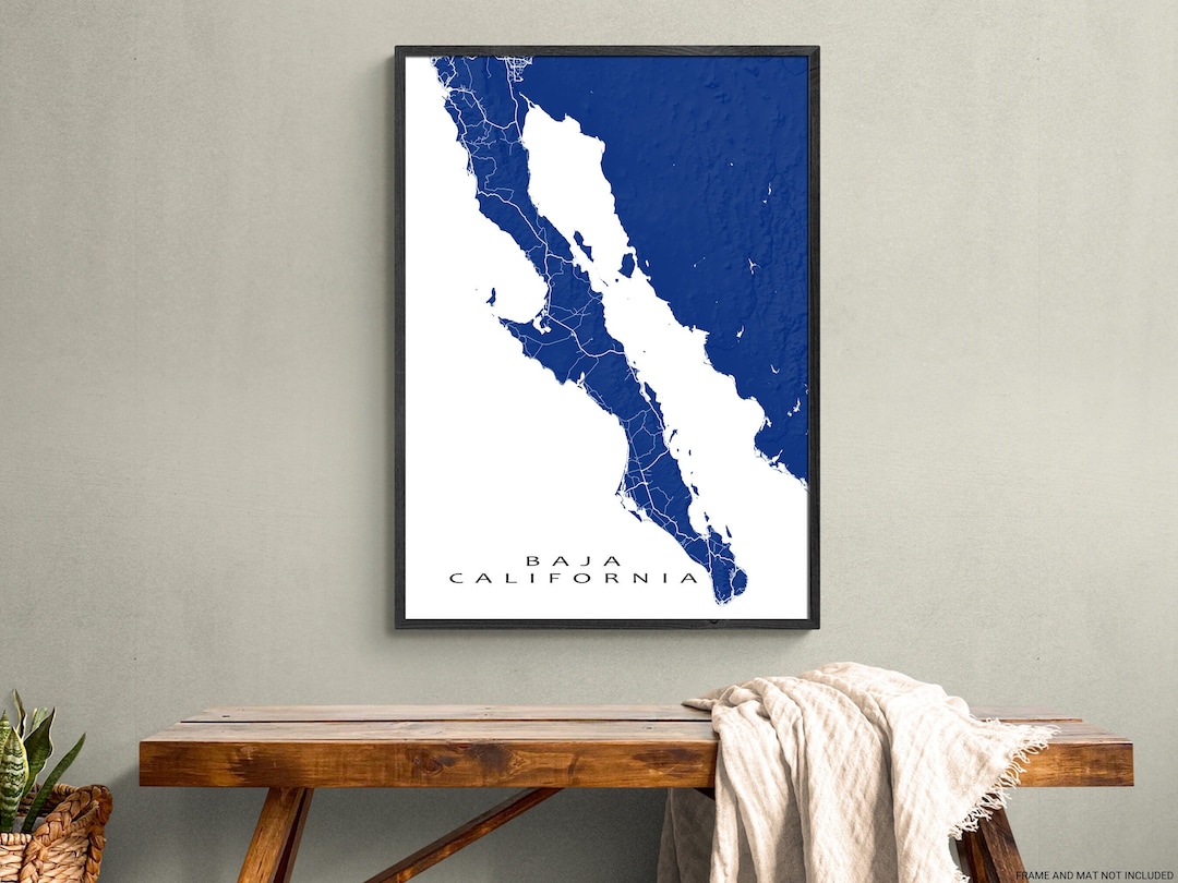 Baja California Map Poster and Baja Map Print for Baja Mexico Art ...