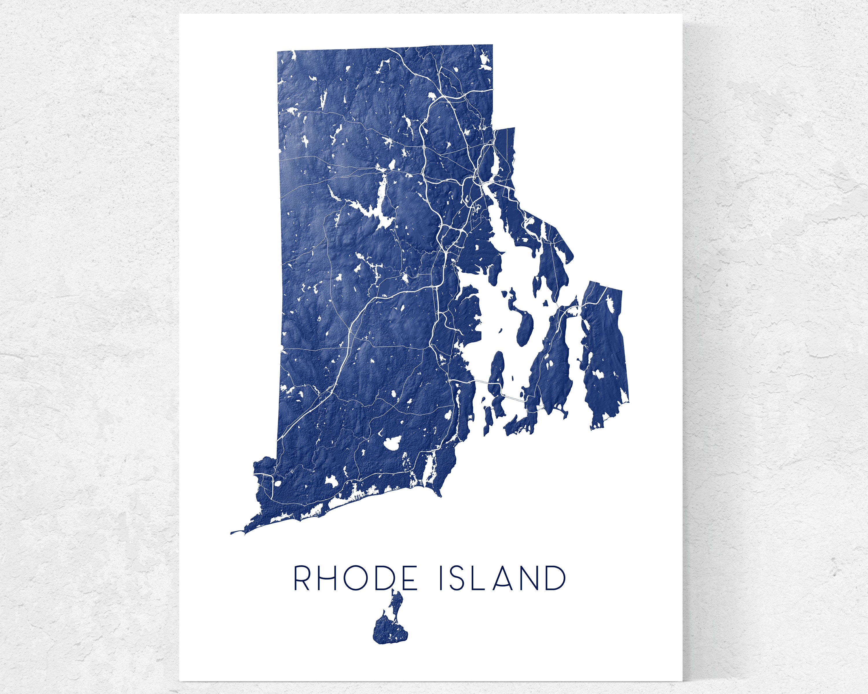 Rhode Island Art Prints and Map of Rhode Island Map Print for | Etsy