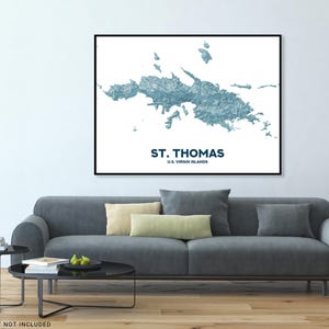 St Thomas Map of Saint Thomas US Virgin Island Wall Art Print Poster ...