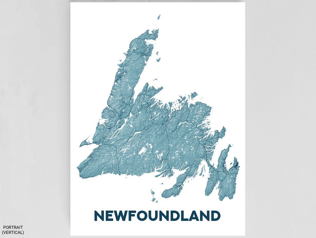 Newfoundland Canada Map Wall Art Print Poster With Landscape ...