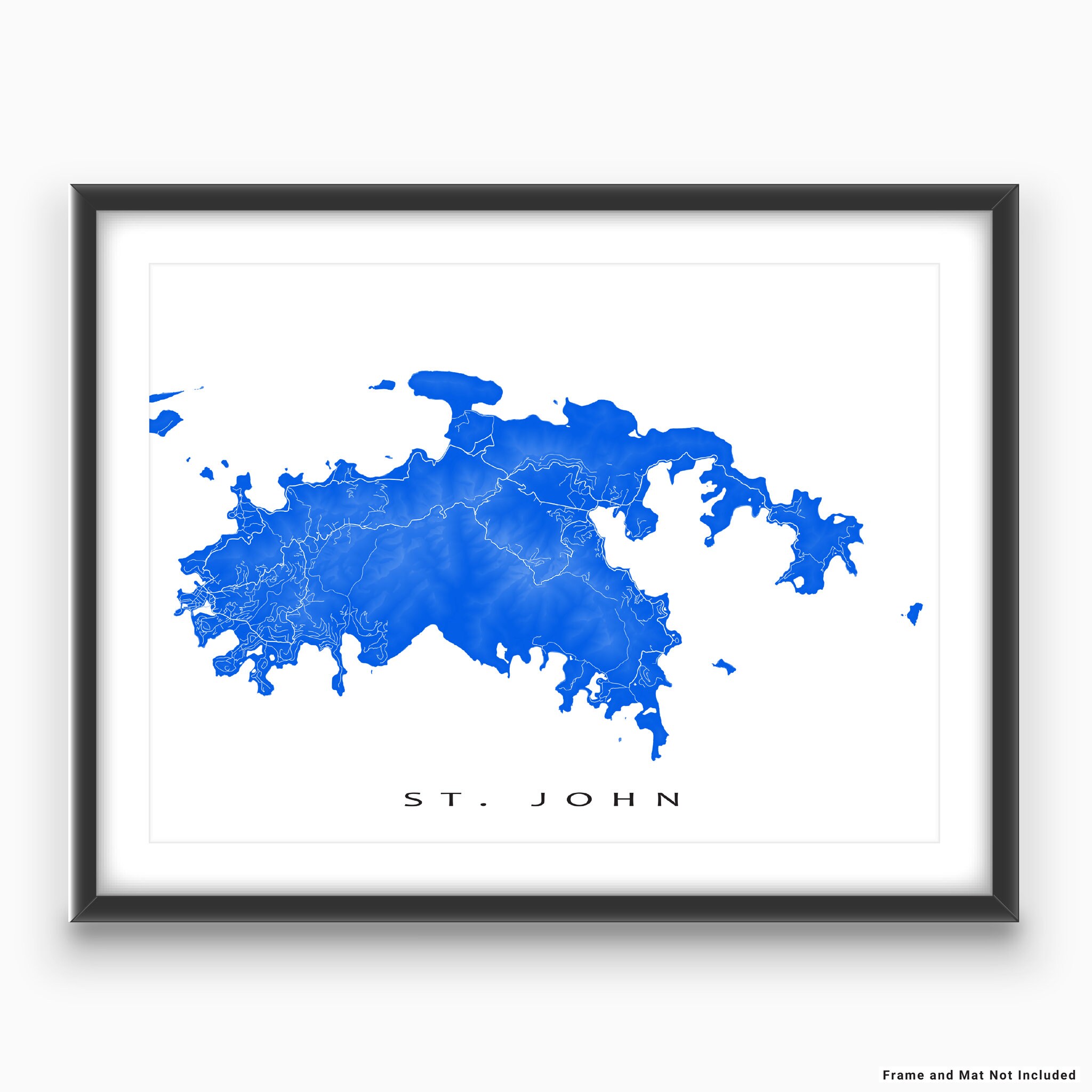 St John Map Print US Virgin Islands Caribbean Island Wall | Etsy