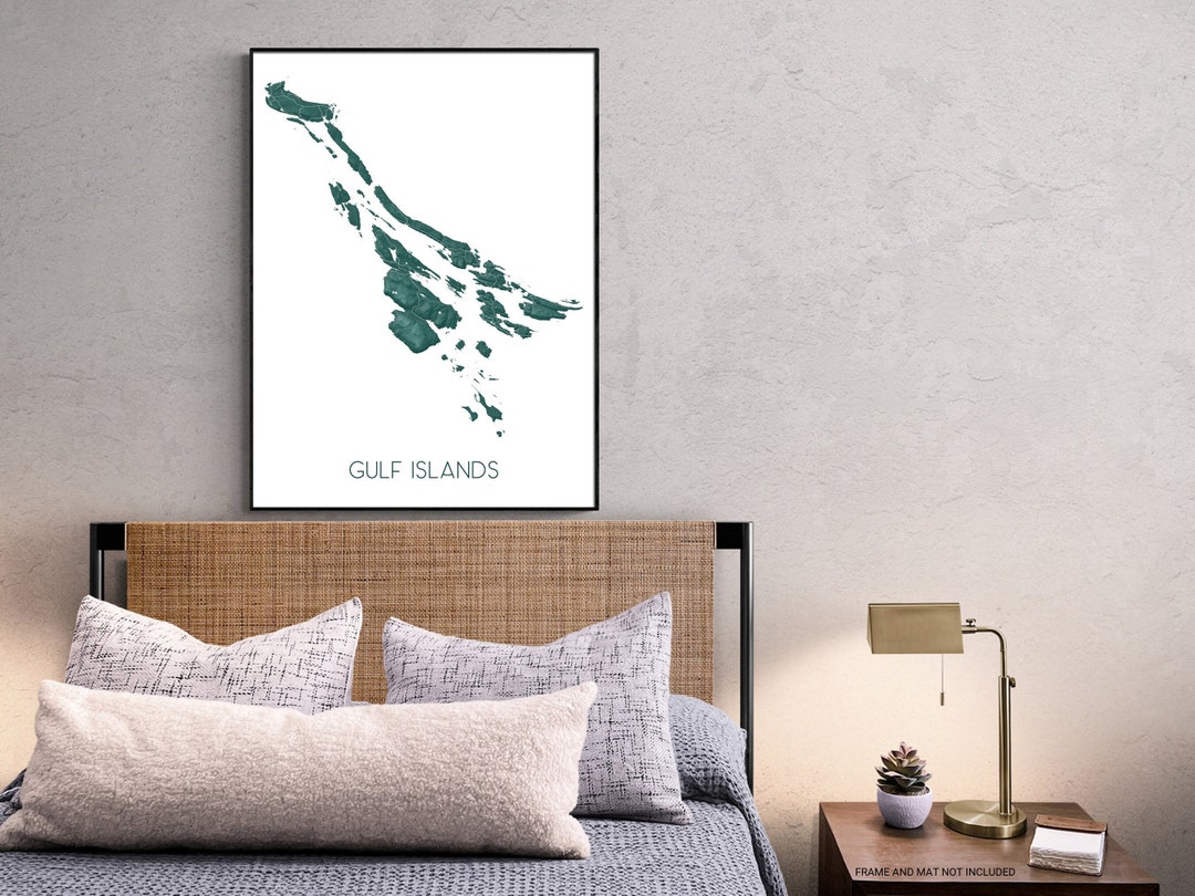 Gulf Islands Map of the Gulf Islands Print, BC Canada, Southern Gulf ...