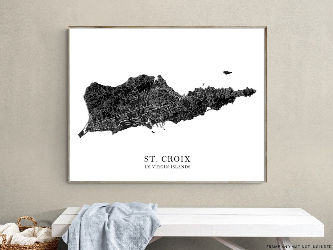 St Croix Map of St Croix USVI Wall Art Print, Saint Croix US Virgin ...