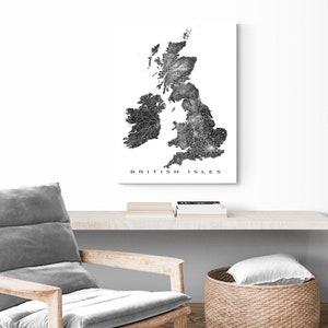 British Isles Map Art Print Poster, United Kingdom Map Prints, Ireland ...