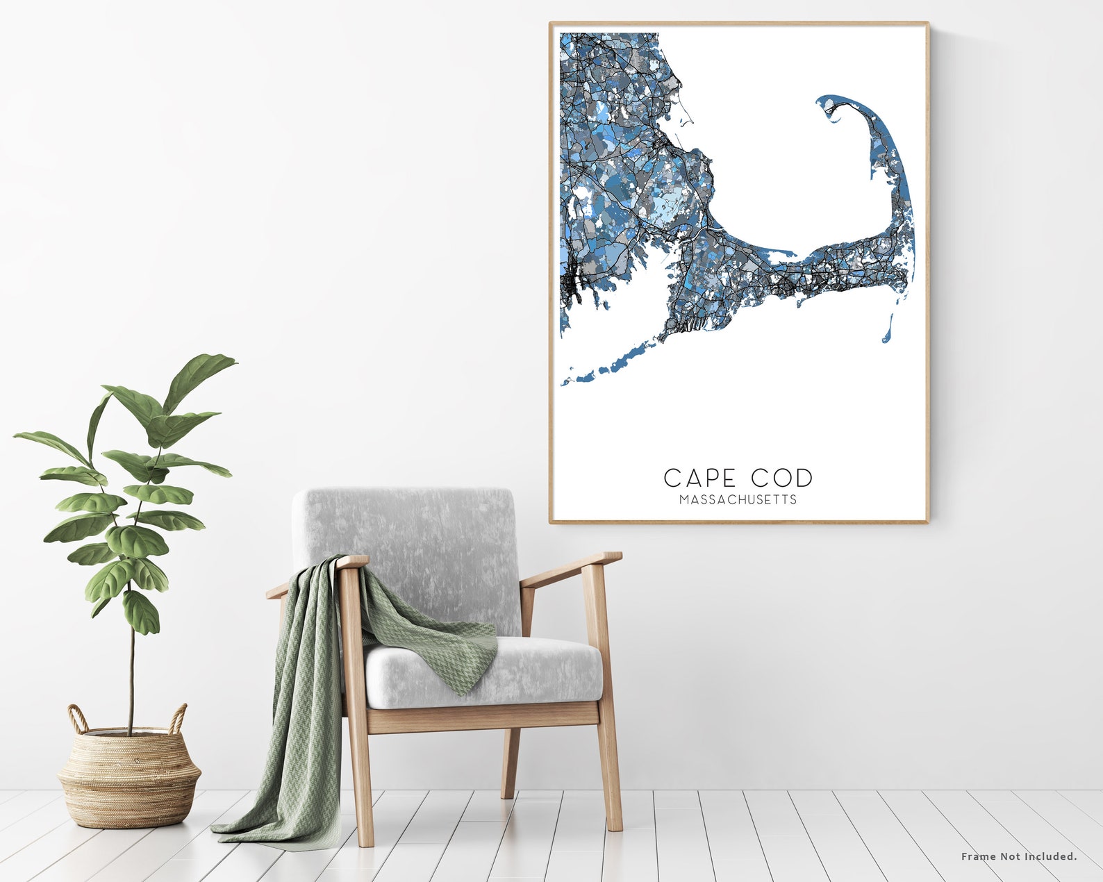 Cape Cod Map of Cape Cod Art Print Denim Blue Geometric Cape | Etsy