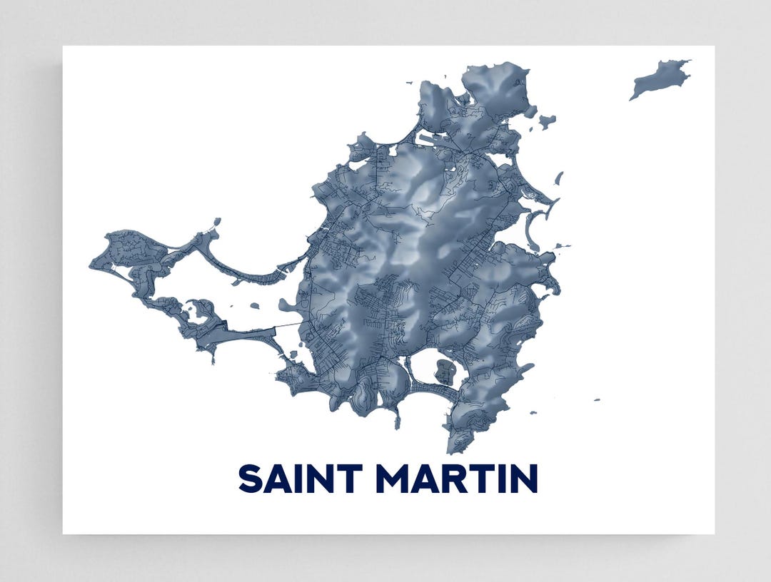 Saint Martin Map Print, St Maarten Poster, Caribbean Island St Martin ...