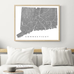 Connecticut Map and Connecticut Art Print for Connecticut State Maps ...