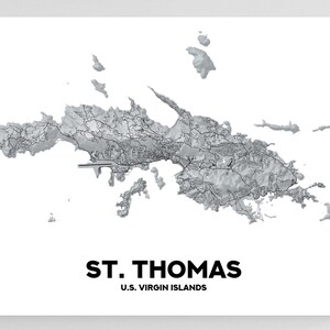 St Thomas Map of Saint Thomas US Virgin Island Wall Art Print Poster ...