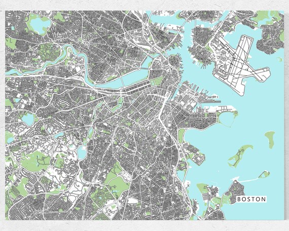 Boston Map Poster and Boston Wall Art Prints for Boston | Etsy
