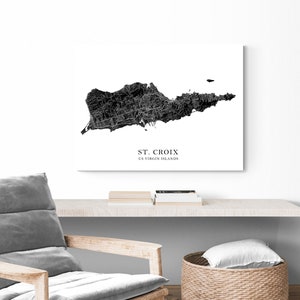 St Croix Map of St Croix USVI Wall Art Print, Saint Croix US Virgin ...