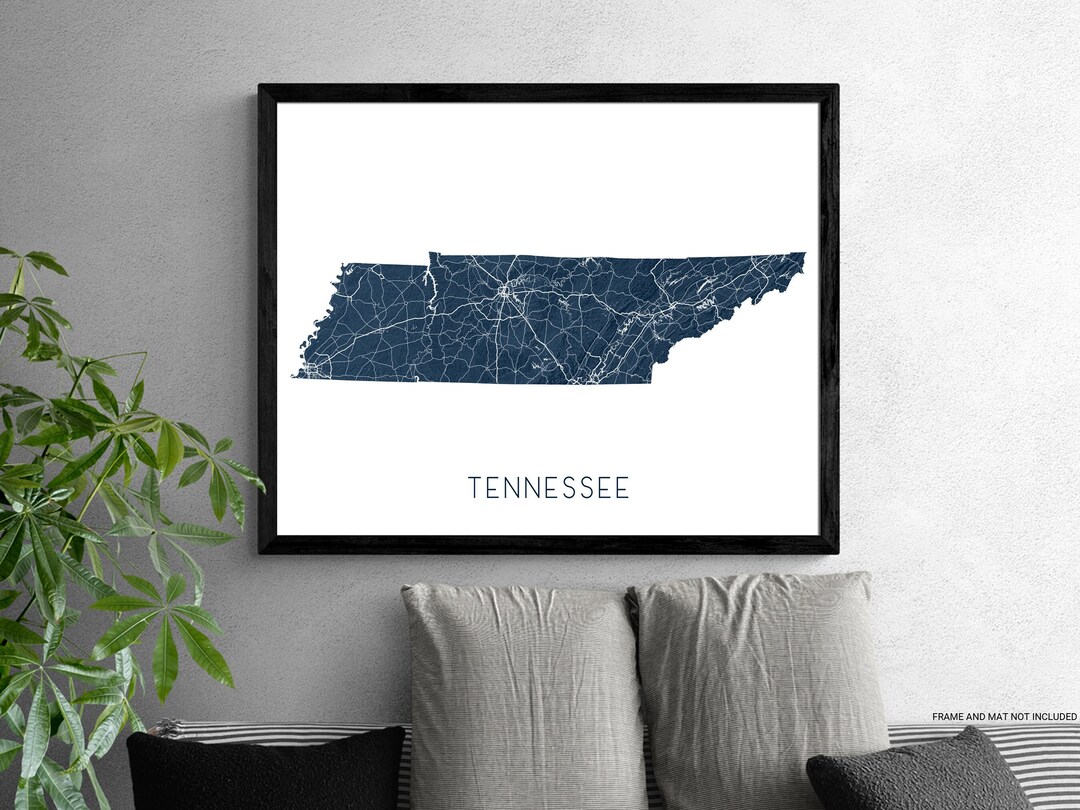 Tennessee Map Poster Print, Personalised 3D Topographic Tennessee Wall ...