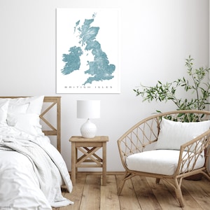British Isles Map Art Print Poster, United Kingdom Map Prints, Ireland ...