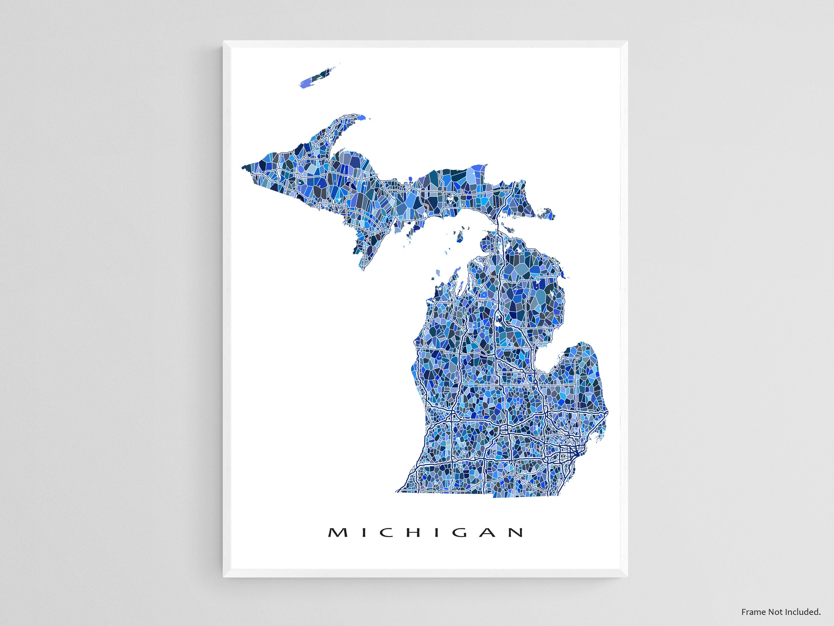 Michigan Map Prints Michigan State Maps Map of Michigan - Etsy