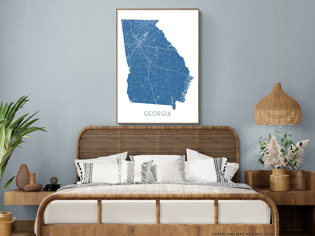 Georgia Map Art Print and Map of Georgia State Prints for Landscape GA ...