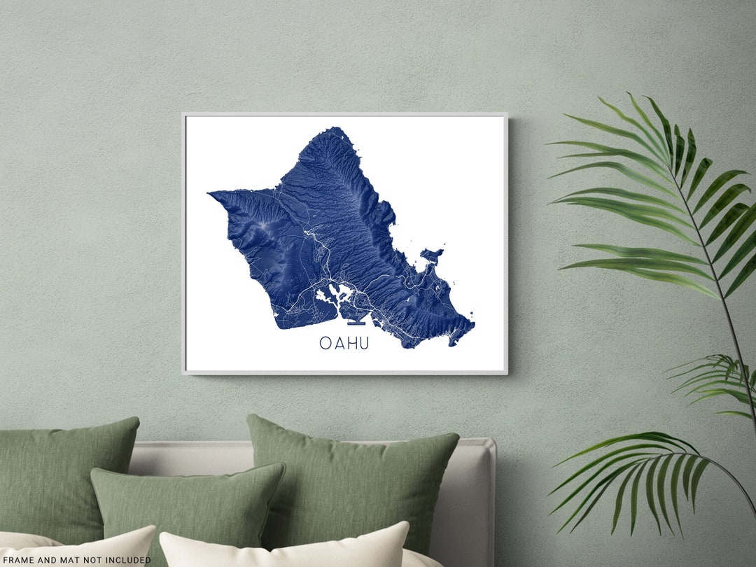 Oahu Hawaii Map Print and Oahu Poster for Oahu Art Prints and Hawaii ...