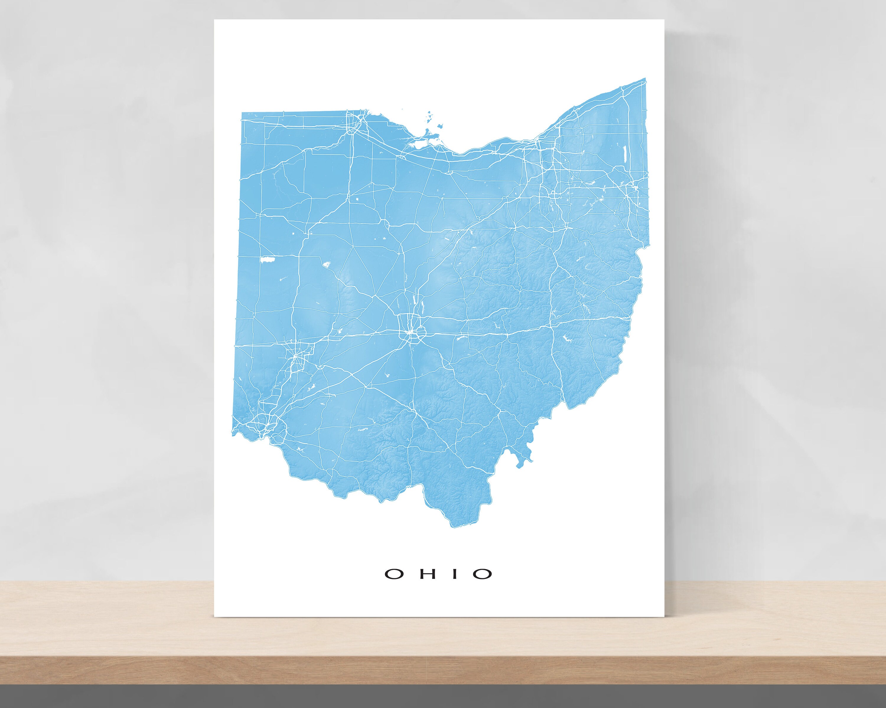 Ohio Map Art Poster and Ohio Art Prints Ohio Wall Art Print - Etsy