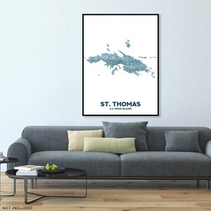 St Thomas Map of Saint Thomas US Virgin Island Wall Art Print Poster ...