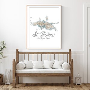 St Thomas USVI Map Print, Watercolor Style Contour Wall Art Poster - Etsy