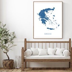 Greece Map of Greece and Islands Greece Art Print Greek Wall | Etsy