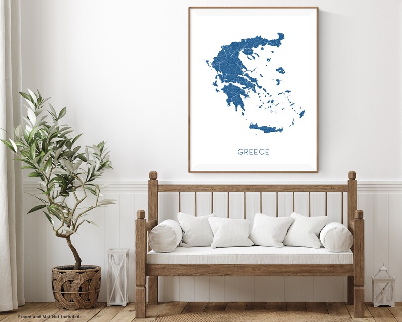 Greece Map of Greece and Islands Greece Art Print Greek Wall | Etsy
