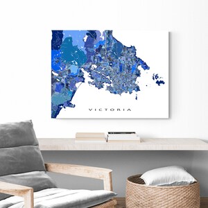 Victoria BC Map of Victoria Canada, Blue Geometric Victoria BC Art ...