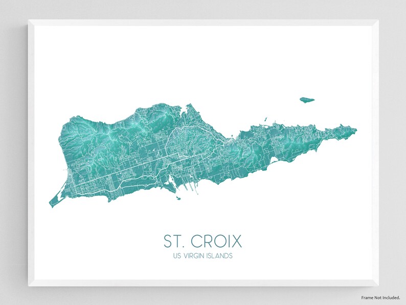 St Croix Map of St Croix USVI Print Tropical Island of St | Etsy