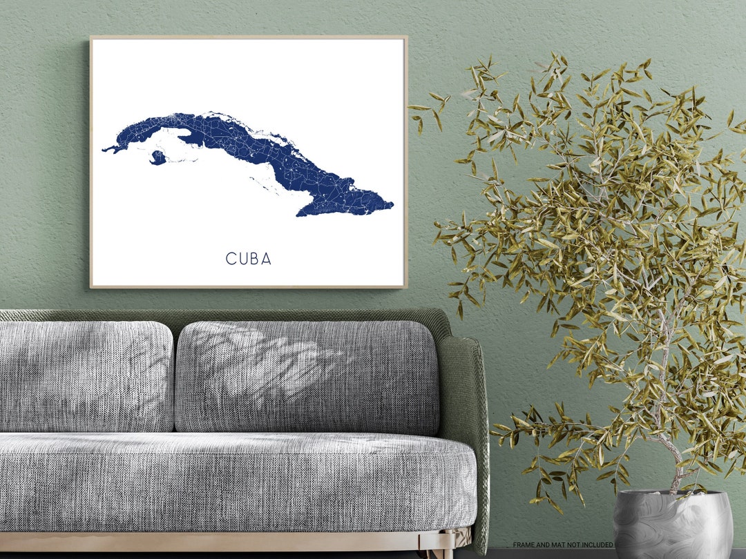 Cuba Map Print, Cuba Wall Art Poster, Map of Cuba Art Prints, Caribbean ...