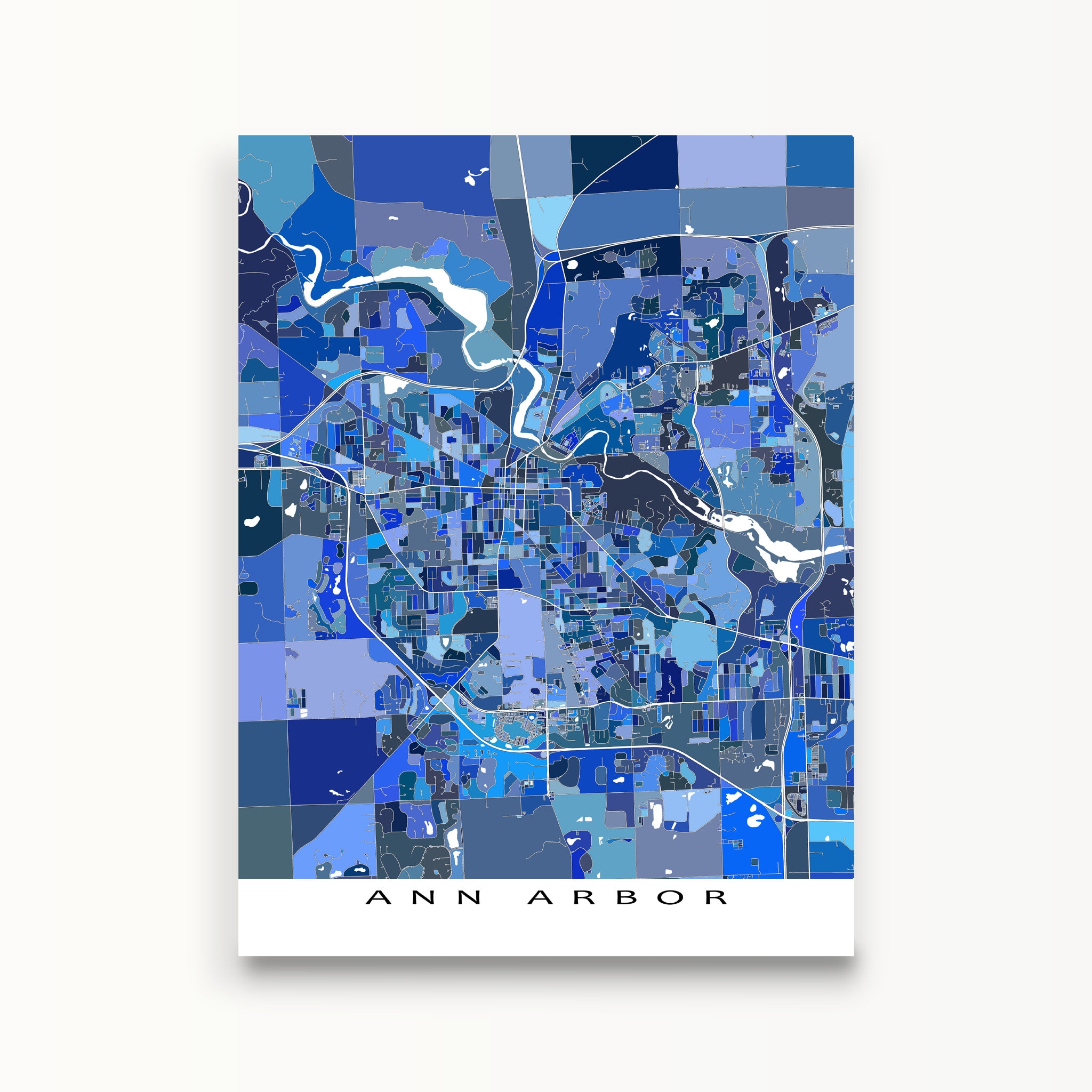 Ann Arbor Map Print Ann Arbor Michigan USA City Street Maps | Etsy