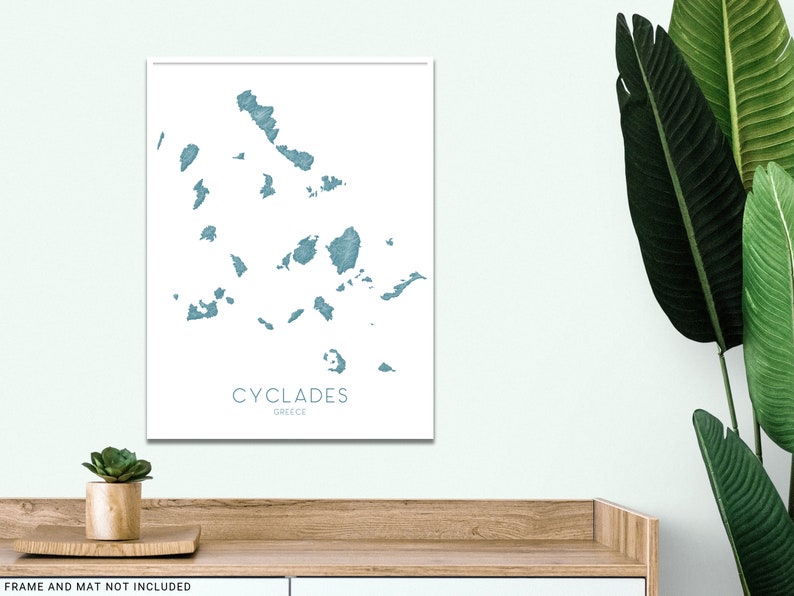 Cyclades Map of the Cyclades Islands, Cyclades Greece Art Print, Greek ...