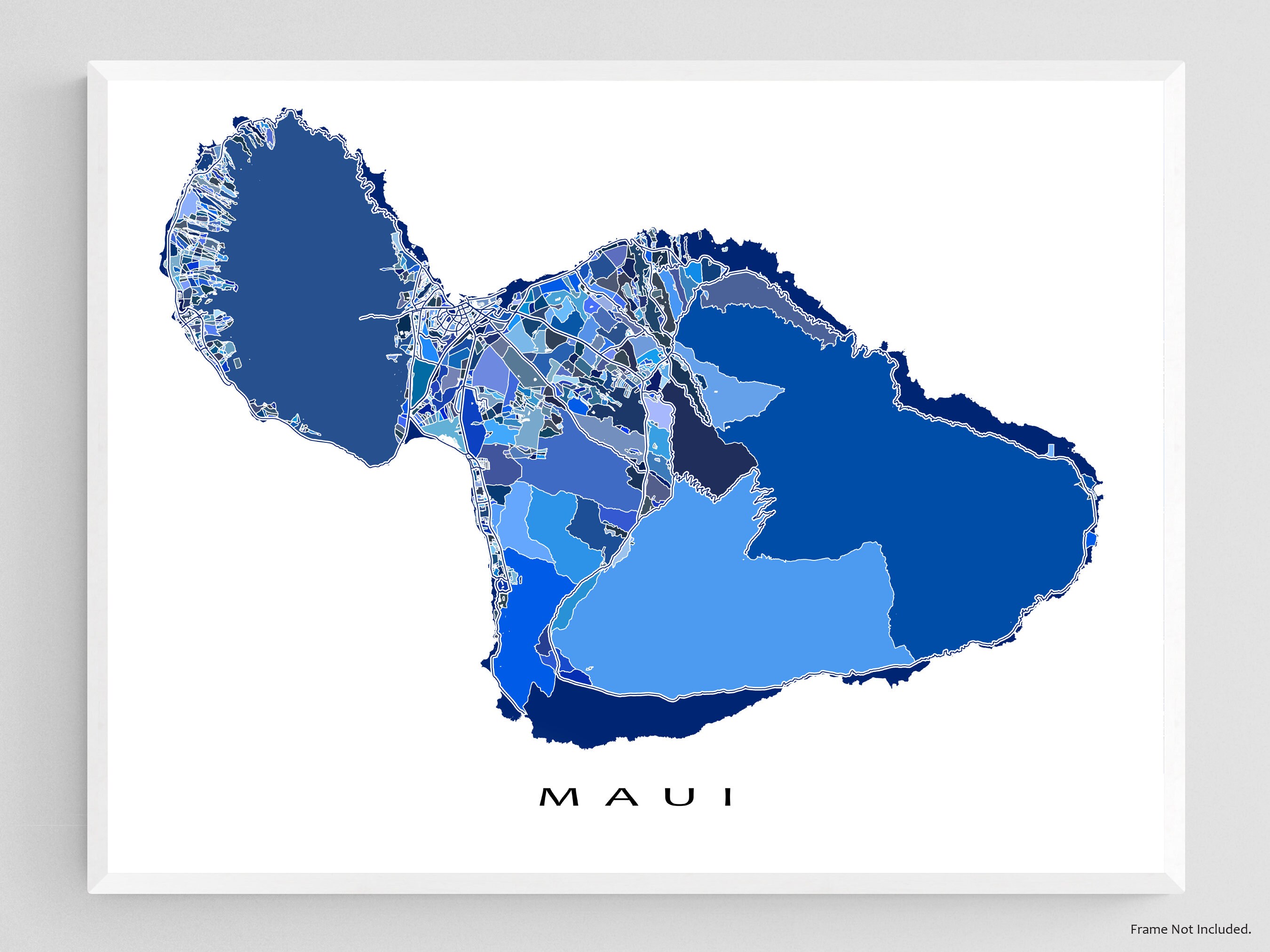 Maui Hawaii Map Print and Blue Geometric Maui Map Poster for | Etsy