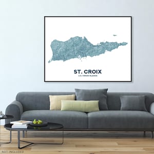 St Croix Map of Saint Croix US Virgin Islands Poster Print, Topographic ...