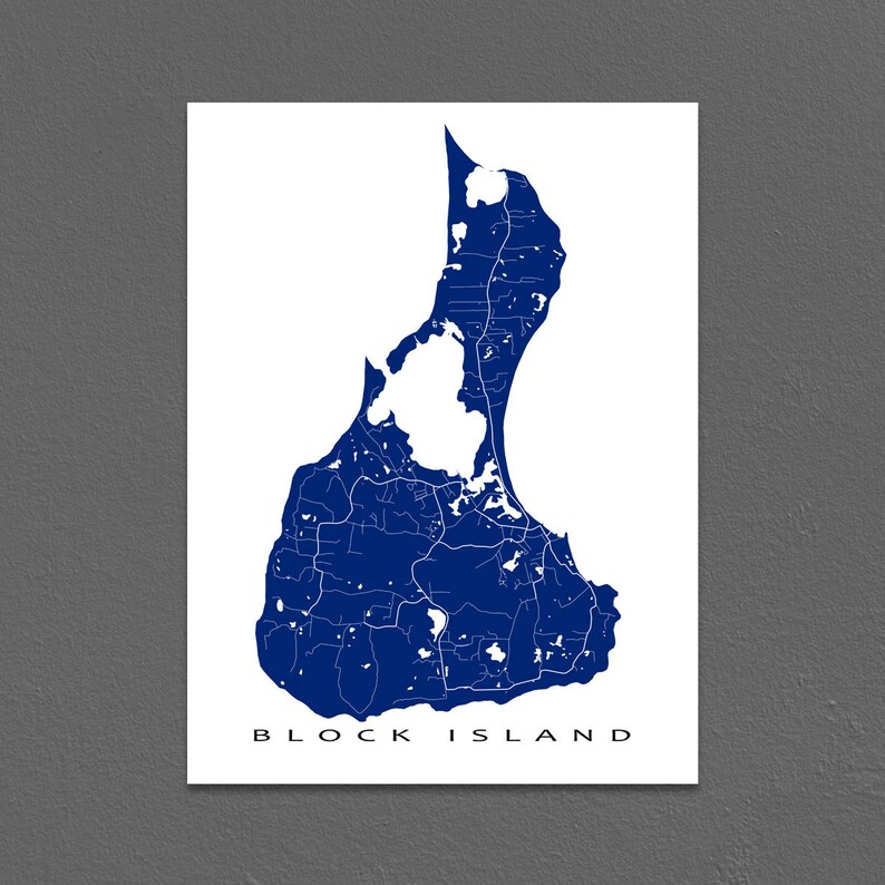 Block Island Map Print Block Island Rhode Island Art Poster | Etsy