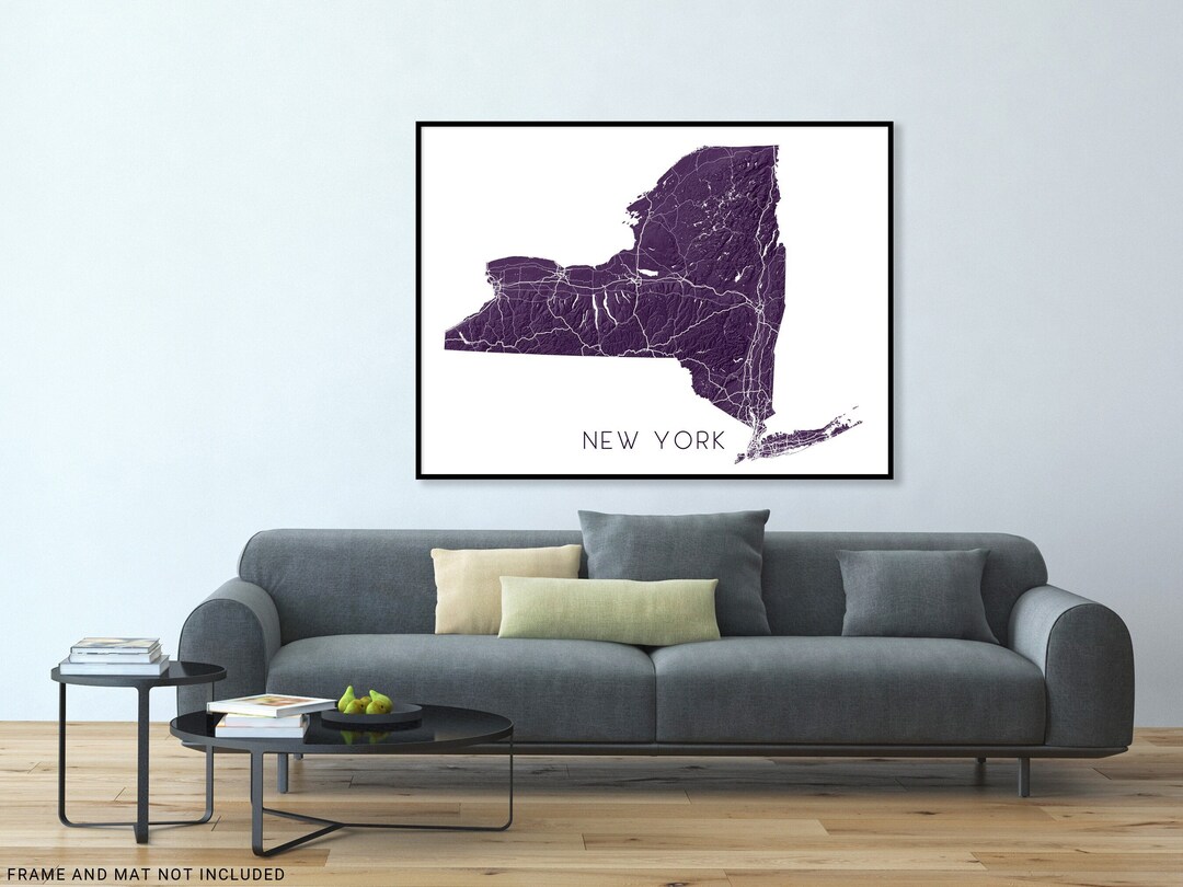 New York State Map of New York Poster Print, Custom NY State Maps, 3D ...