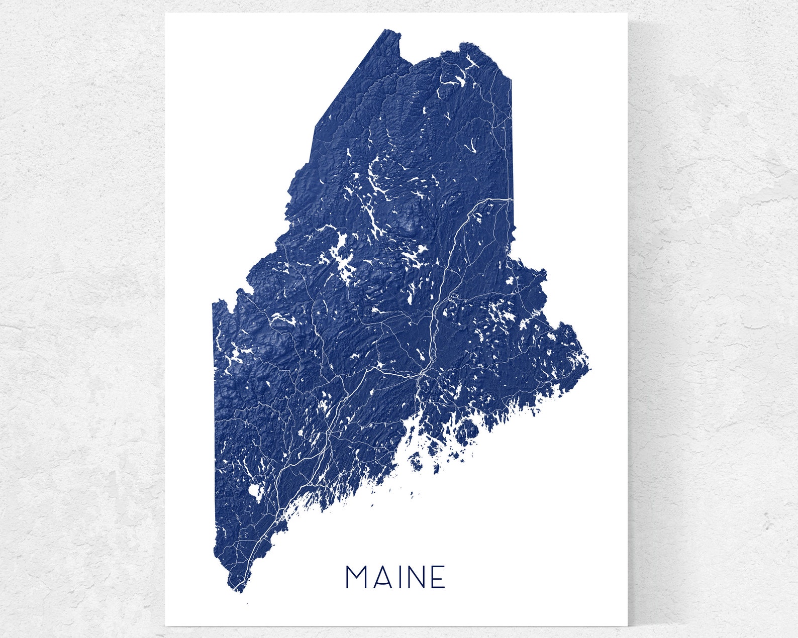 Maine Wall Art Print and Maine Map Poster for Landscape ME | Etsy