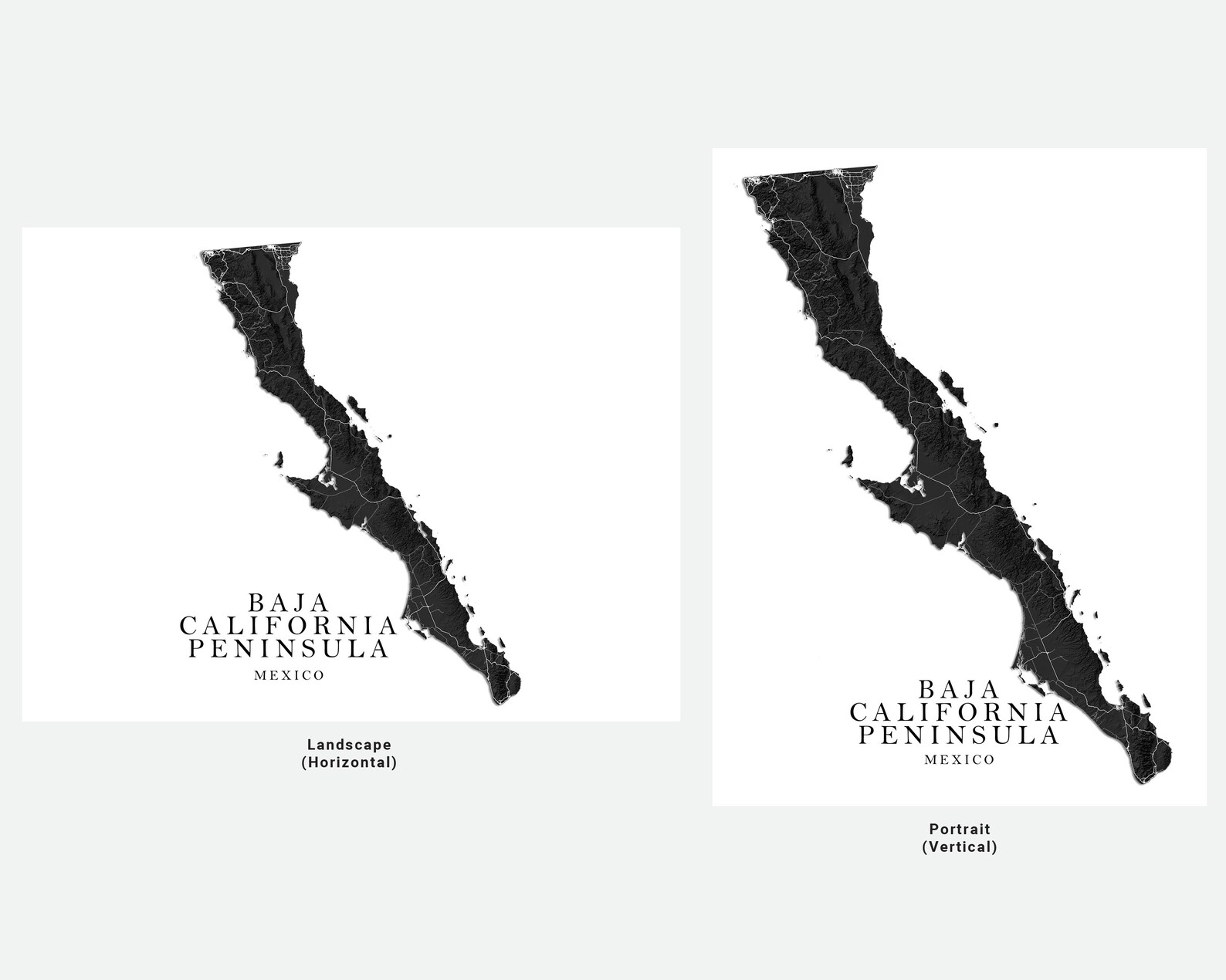 Baja California Map Print Poster, Baja Peninsula Mexico Wall Art Prints ...