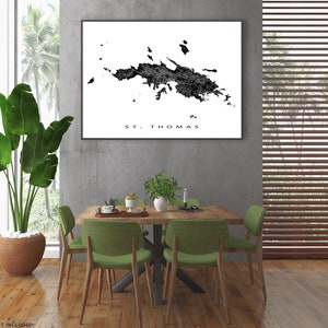 St Thomas Map Print, US Virgin Islands, Caribbean Island Art, St ...