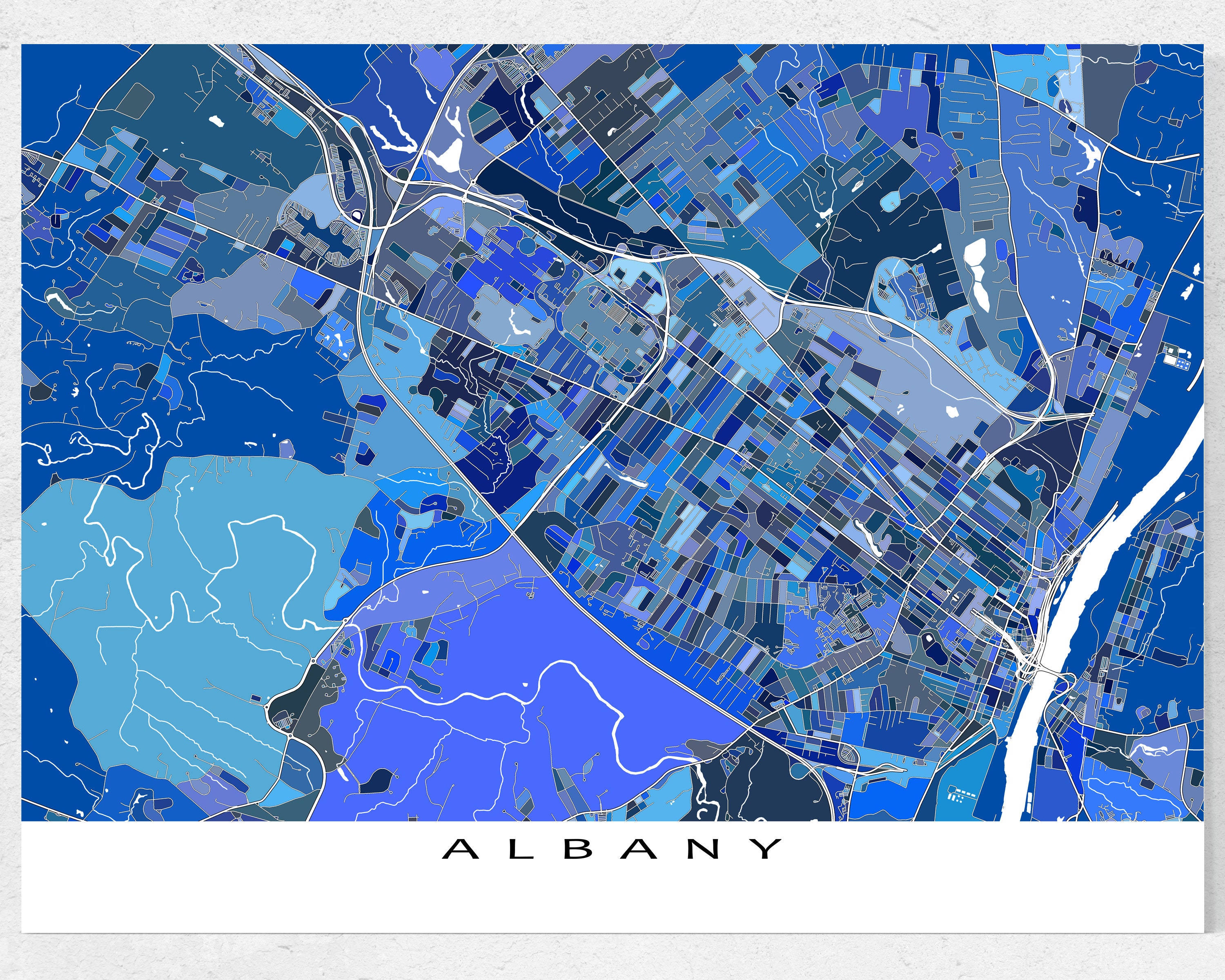 Albany Map Art Print and Albany NY Map Poster for Blue - Etsy