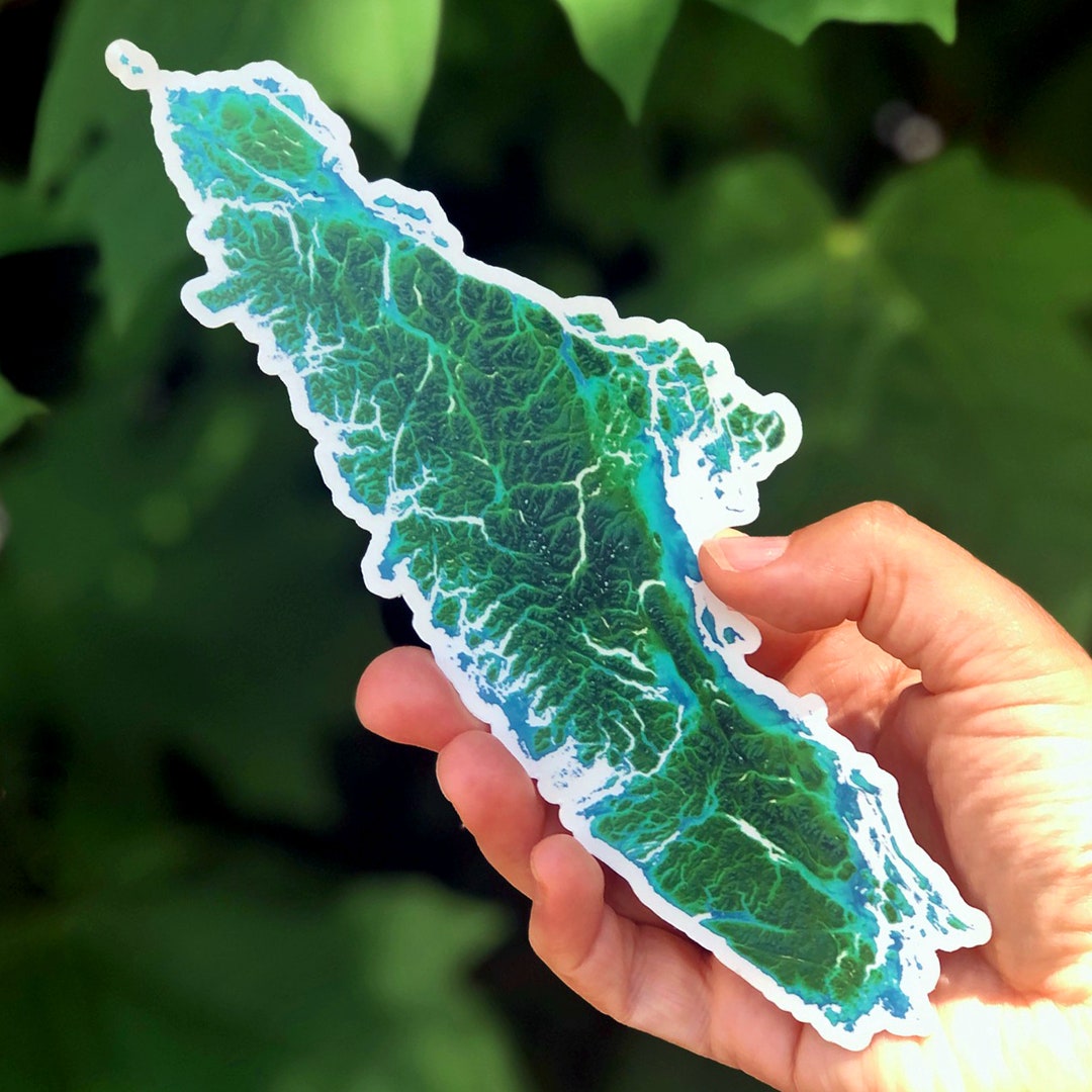 Vancouver Island Vinyl Decal, Topographic Landscape Van Isle BC Canada ...